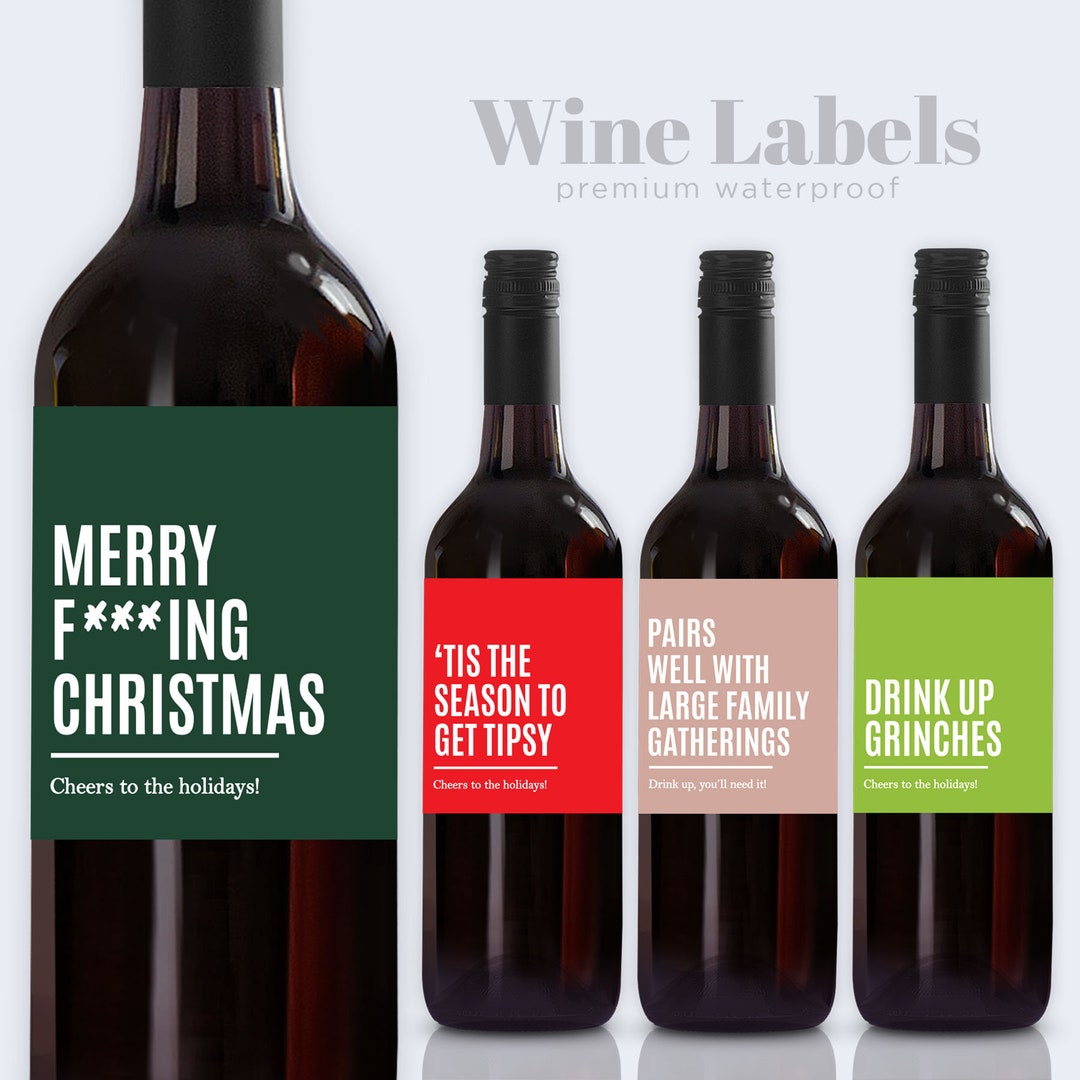 NEW! Funny Christmas Wine Bottle Labels | Funny Christmas Gift | Pairs ...