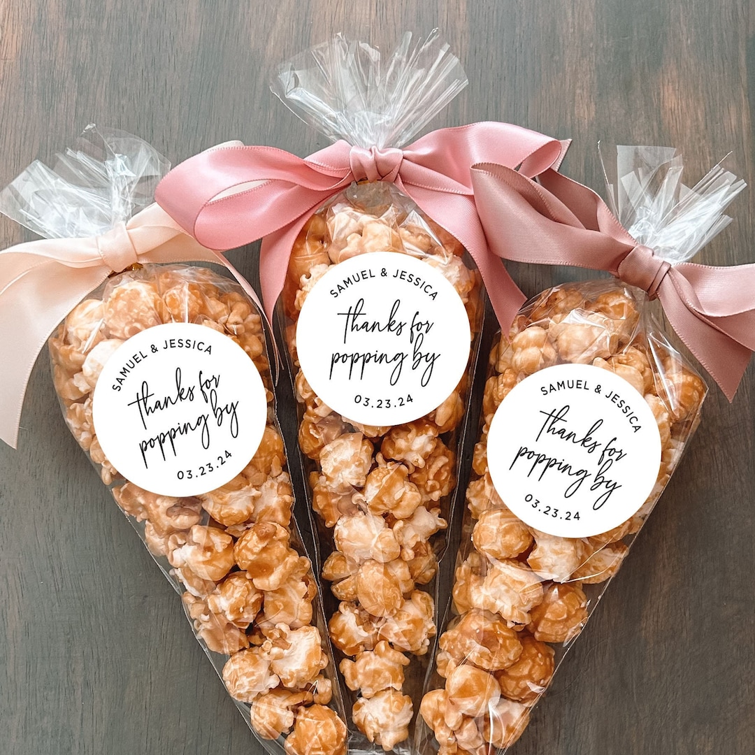 Popcorn Favor Labels + Bags | Wedding Favours | Thanks for Popping by ...