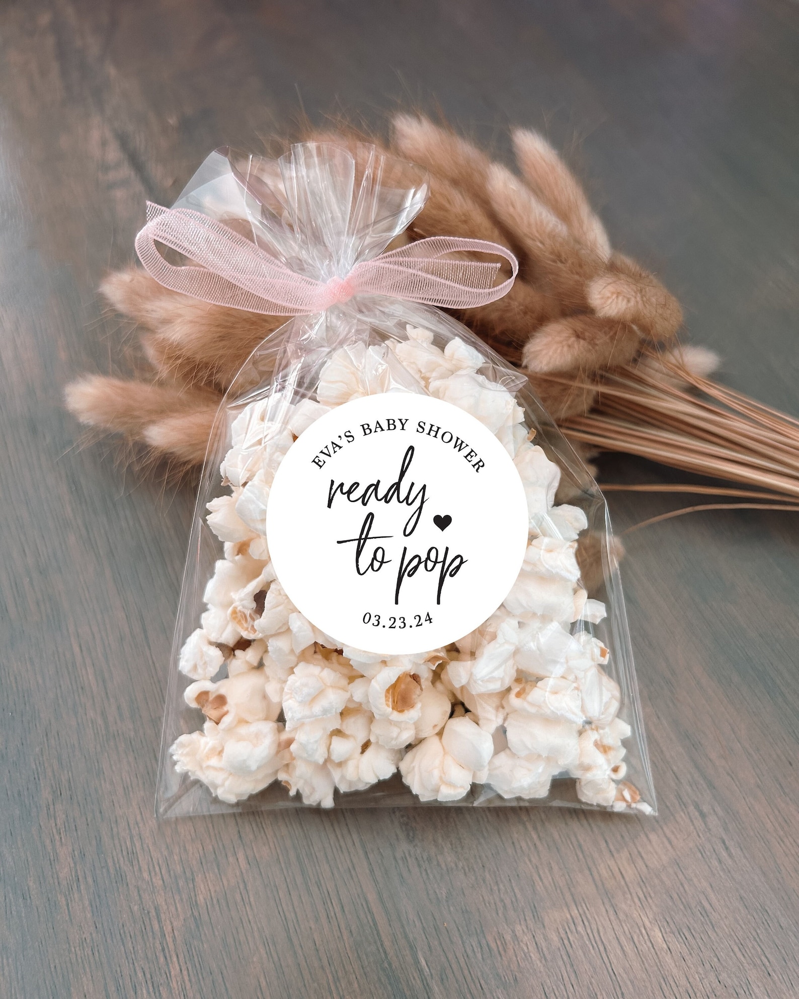 Popcorn Favor Labels + Bags | Baby Shower Favours | Ready to Pop ...