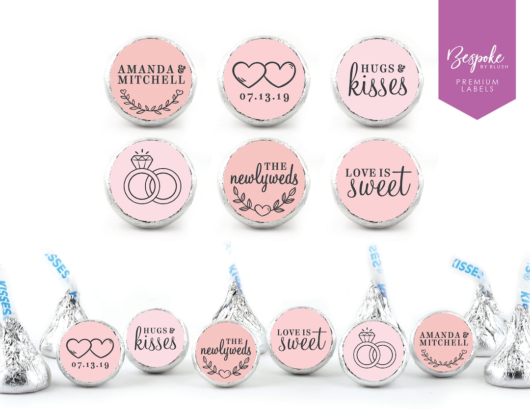 108 Personalized Kiss Chocolate Stickers | Wedding | Custom Candy Bar ...