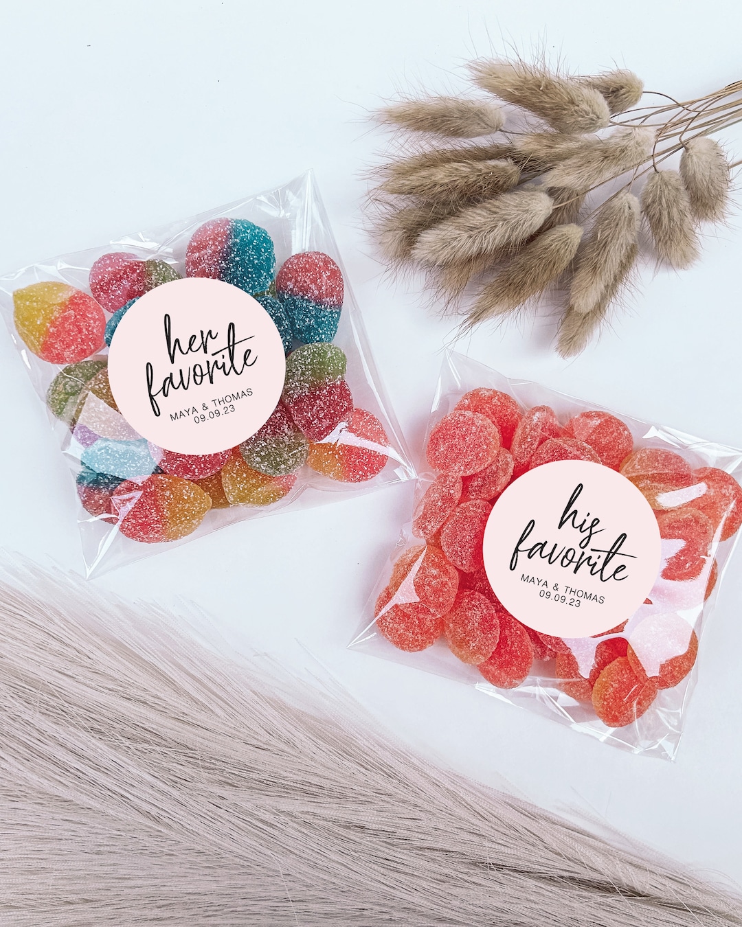 His Favorite & Her Favorite Favor Labels + Bags | Wedding Favours ...
