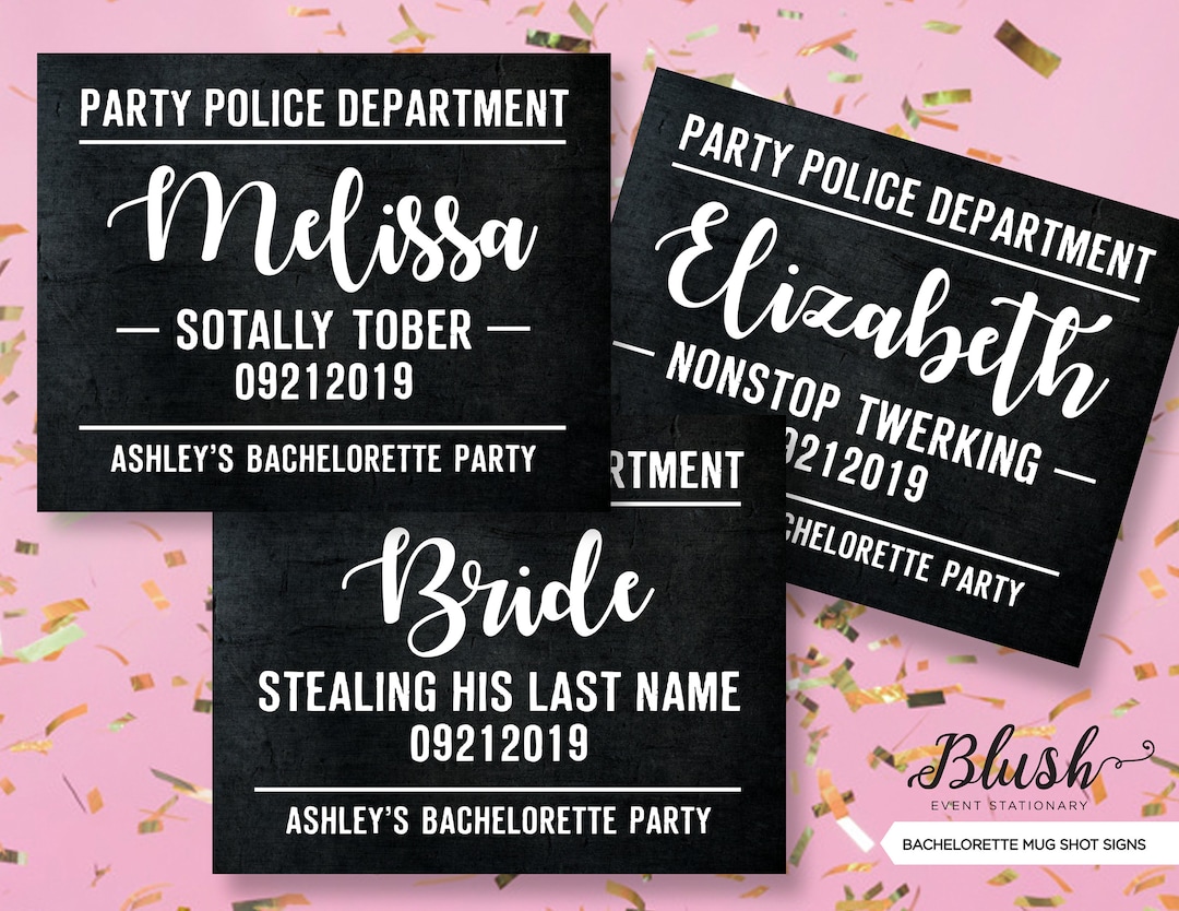 NEW! Bachelorette Party Mug Shot Signs | Customized With Name | Photo ...