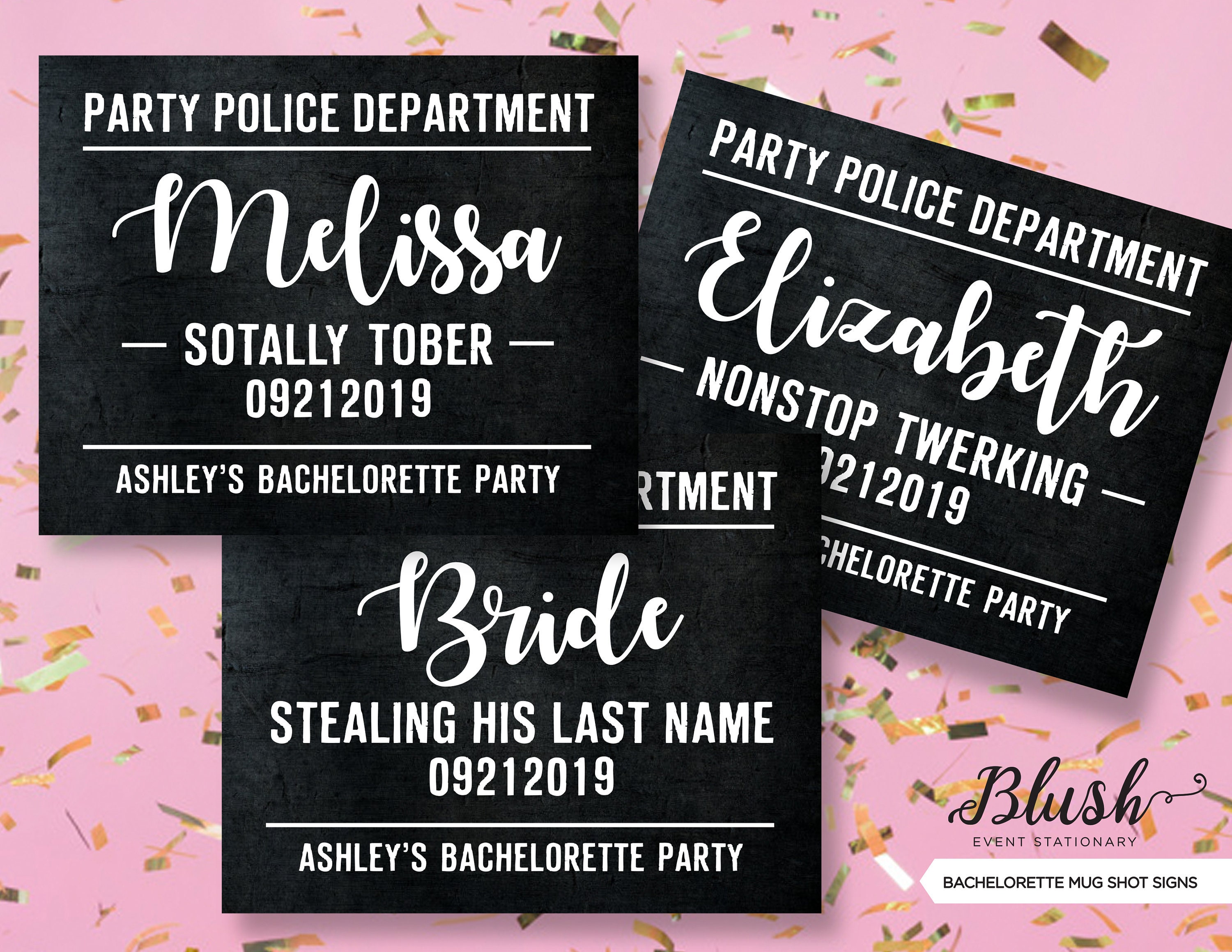 NEW Bachelorette Party Mug Shot Signs Customized With Name - Etsy