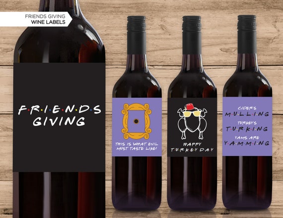 New FRIENDS Giving Wine Labels Friends TV Show | Etsy