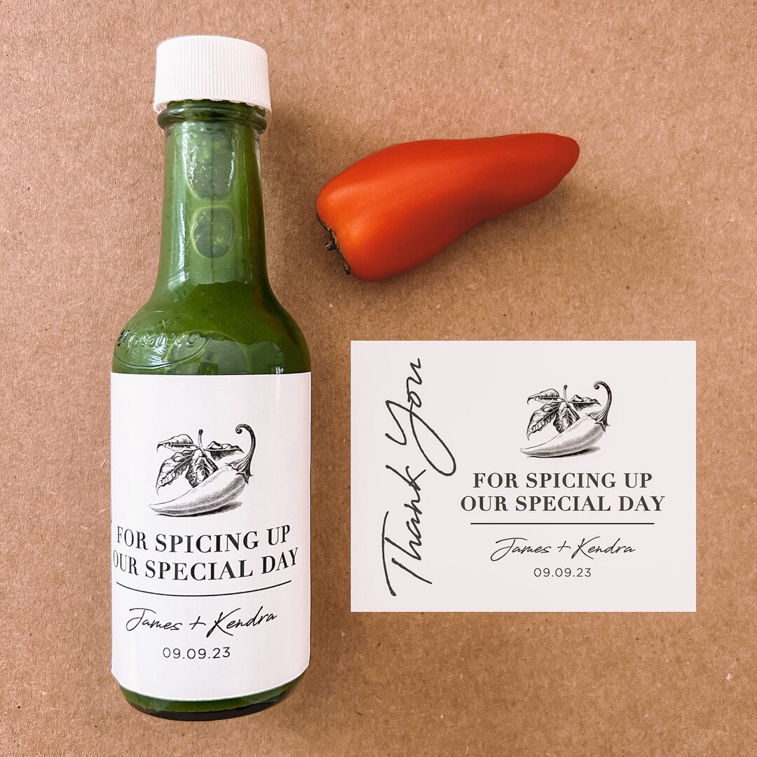 NEW! Hot Sauce Wedding Favour Labels | Personalized Hot Sauce Label ...