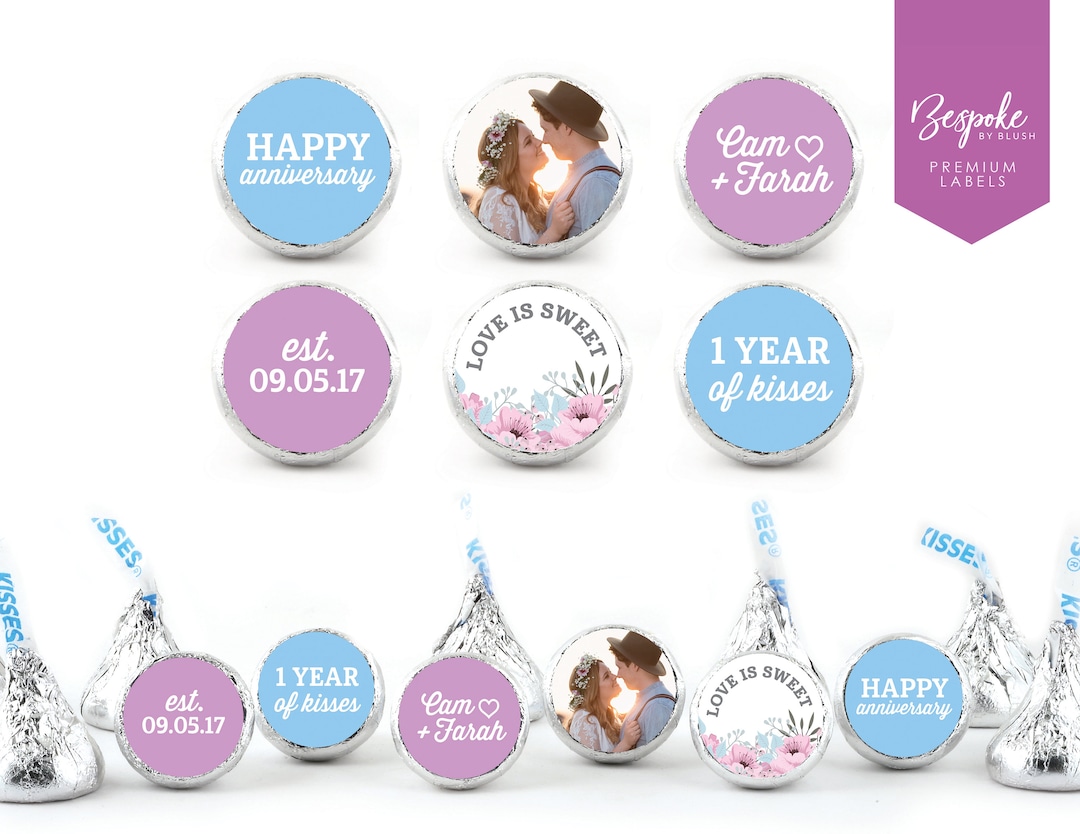 NEW! 108 Personalized Photo Wedding Anniversary Kiss Chocolate Stickers ...