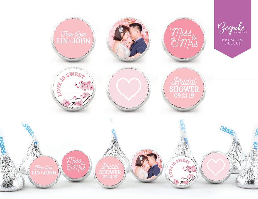NEW! 108 Personalized Photo Bridal Shower Kiss Chocolate Stickers ...