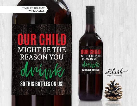 NEW Teacher Christmas Gift Wine Bottle Labels Wine Labels | Etsy