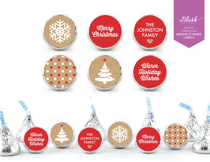 New 108 Personalized Hersheys Kisses Stickers Christmas Etsy