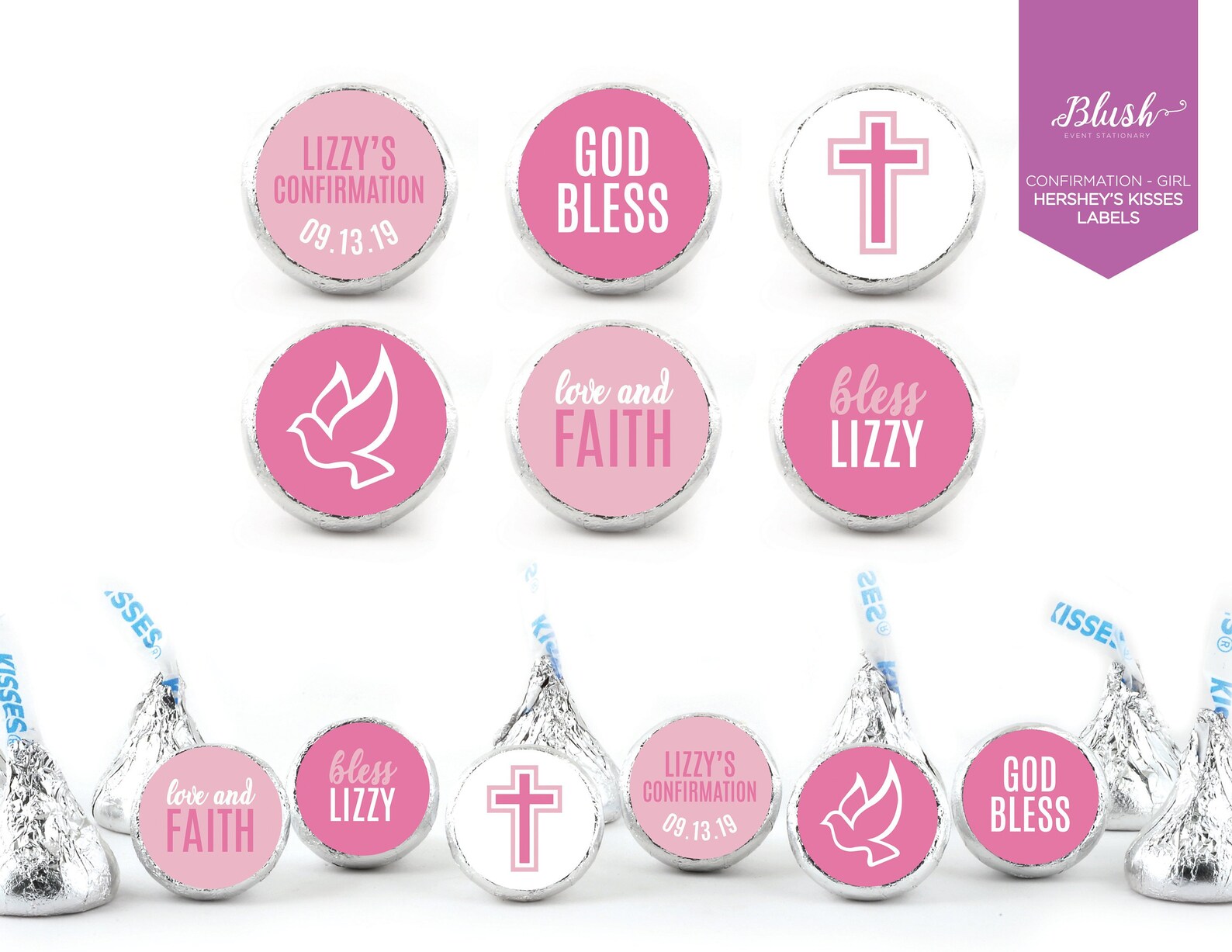 New 108 Personalized Hersheys Kisses Stickers Girl Etsy Canada