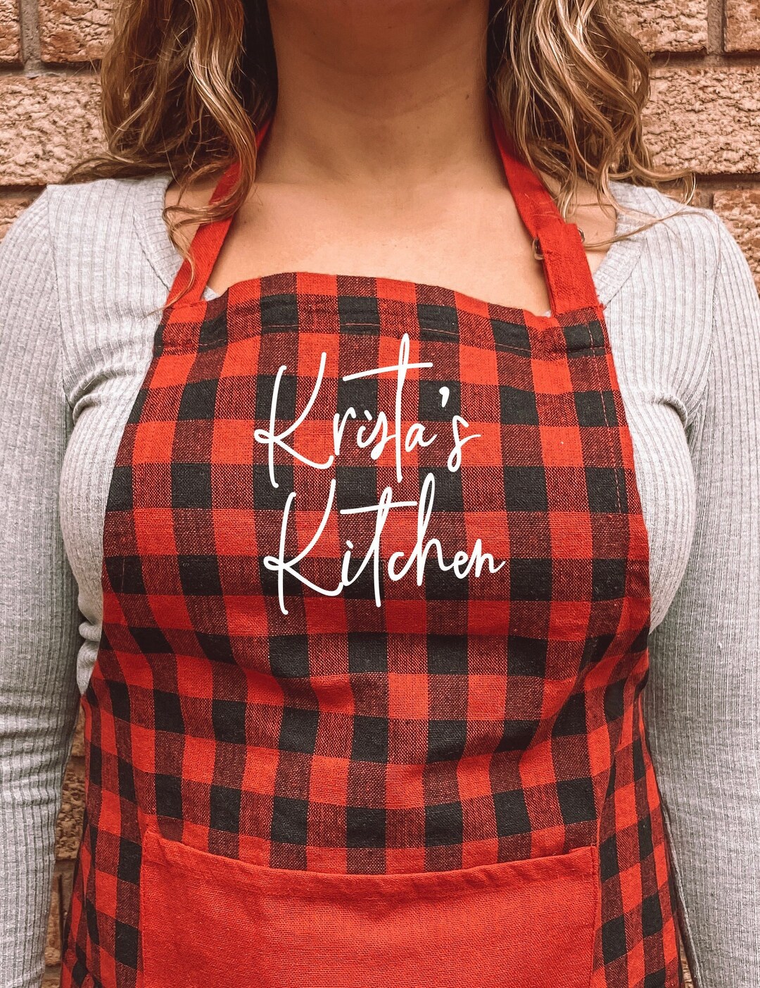 NEW! Personalized Plaid Apron | Custom Name Apron | Kitchen Apron ...