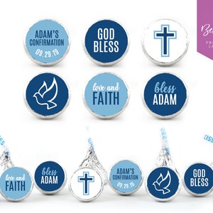 NEW! 108 Personalized Kiss Chocolate Stickers | Boy Confirmation ...