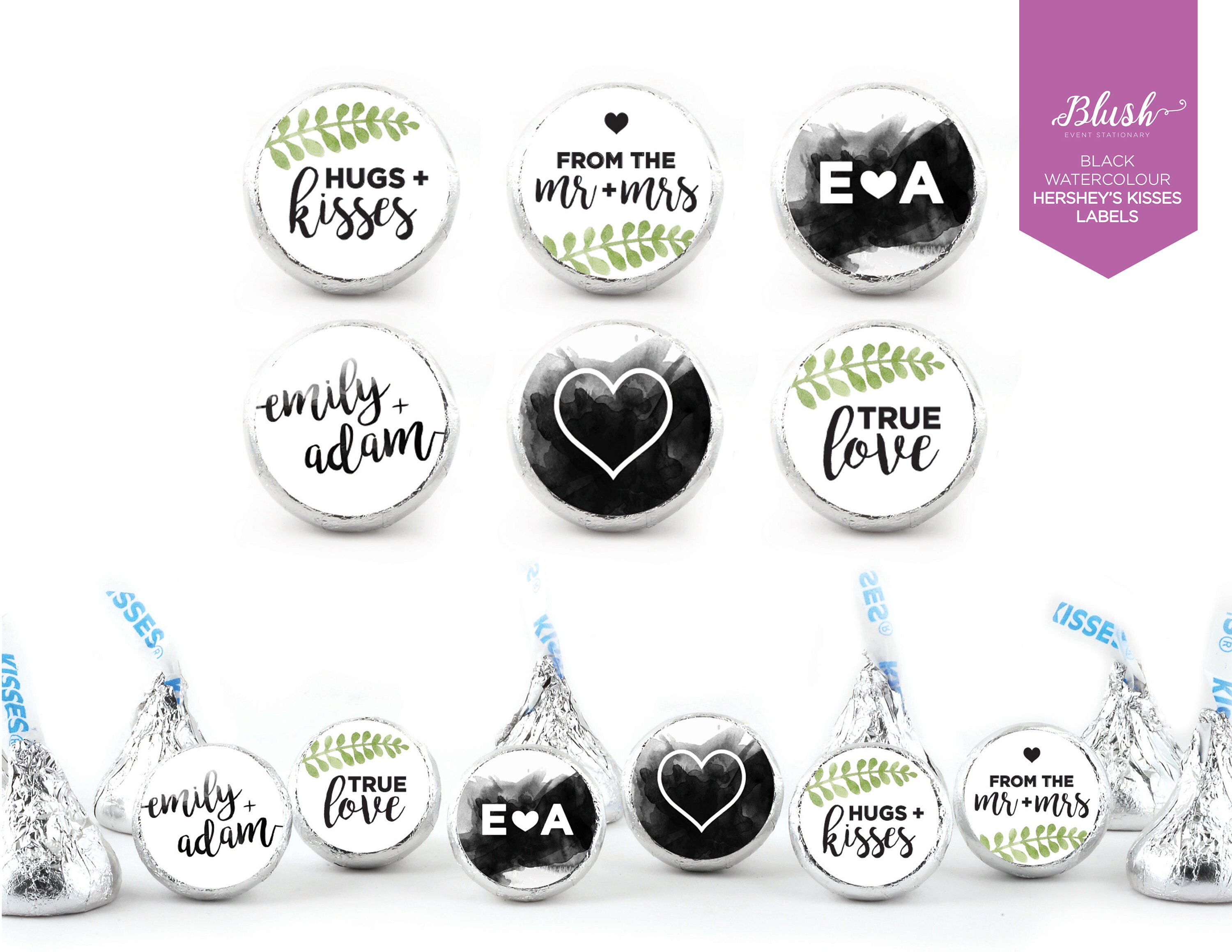 New 108 Personalized Hersheys Kisses Stickers Wedding Etsy Canada