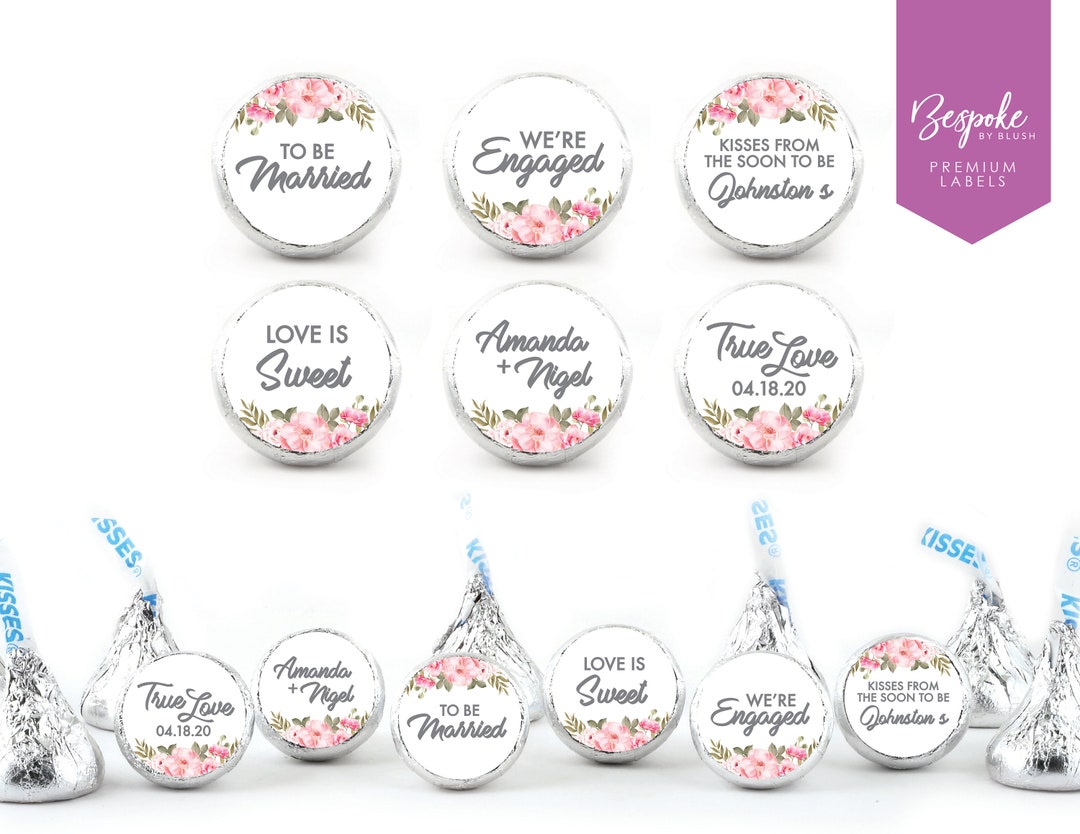 108 Personalized Kiss Chocolate Stickers | Engagement Party | Bridal ...