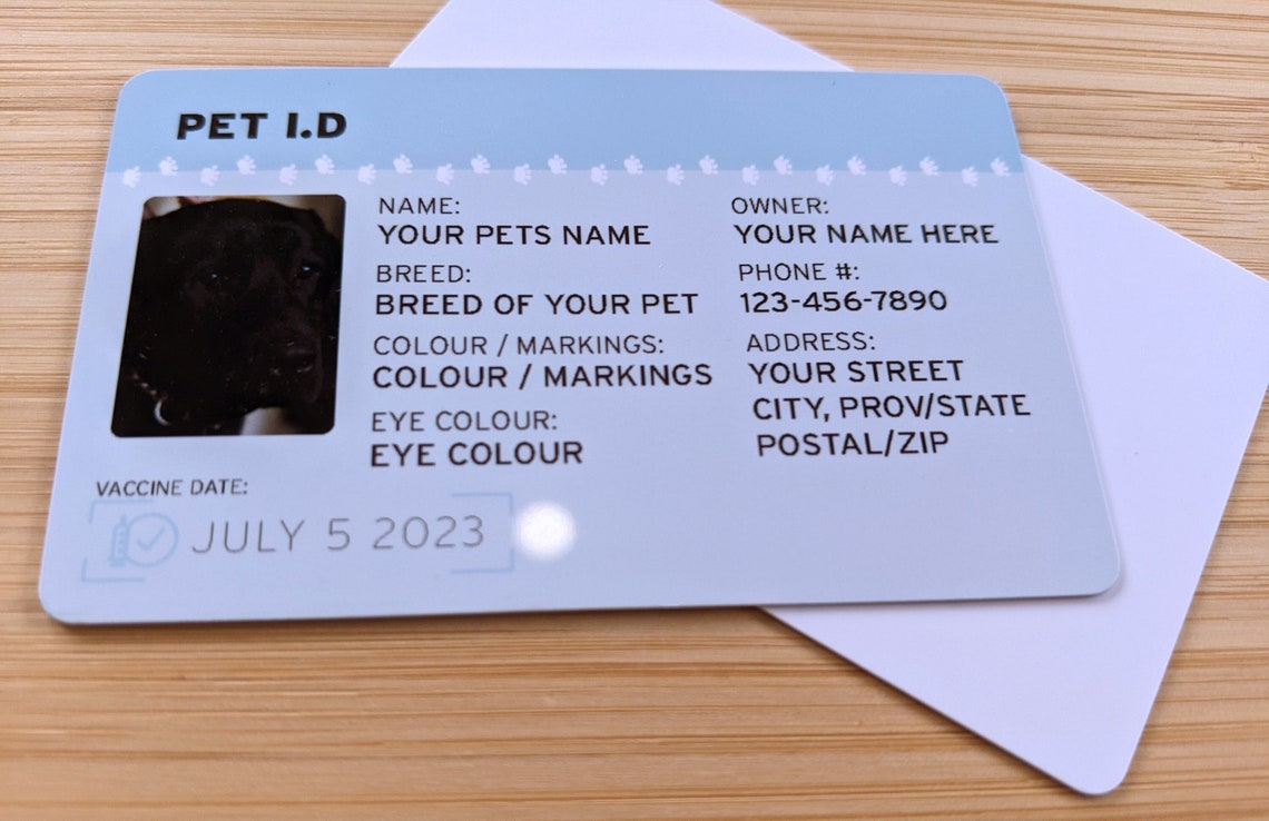 Custom Pet ID Card PVC Pet ID Two Types Available - Etsy