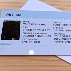 Custom Pet ID Card - PVC Pet ID - Two Types Available - Etsy