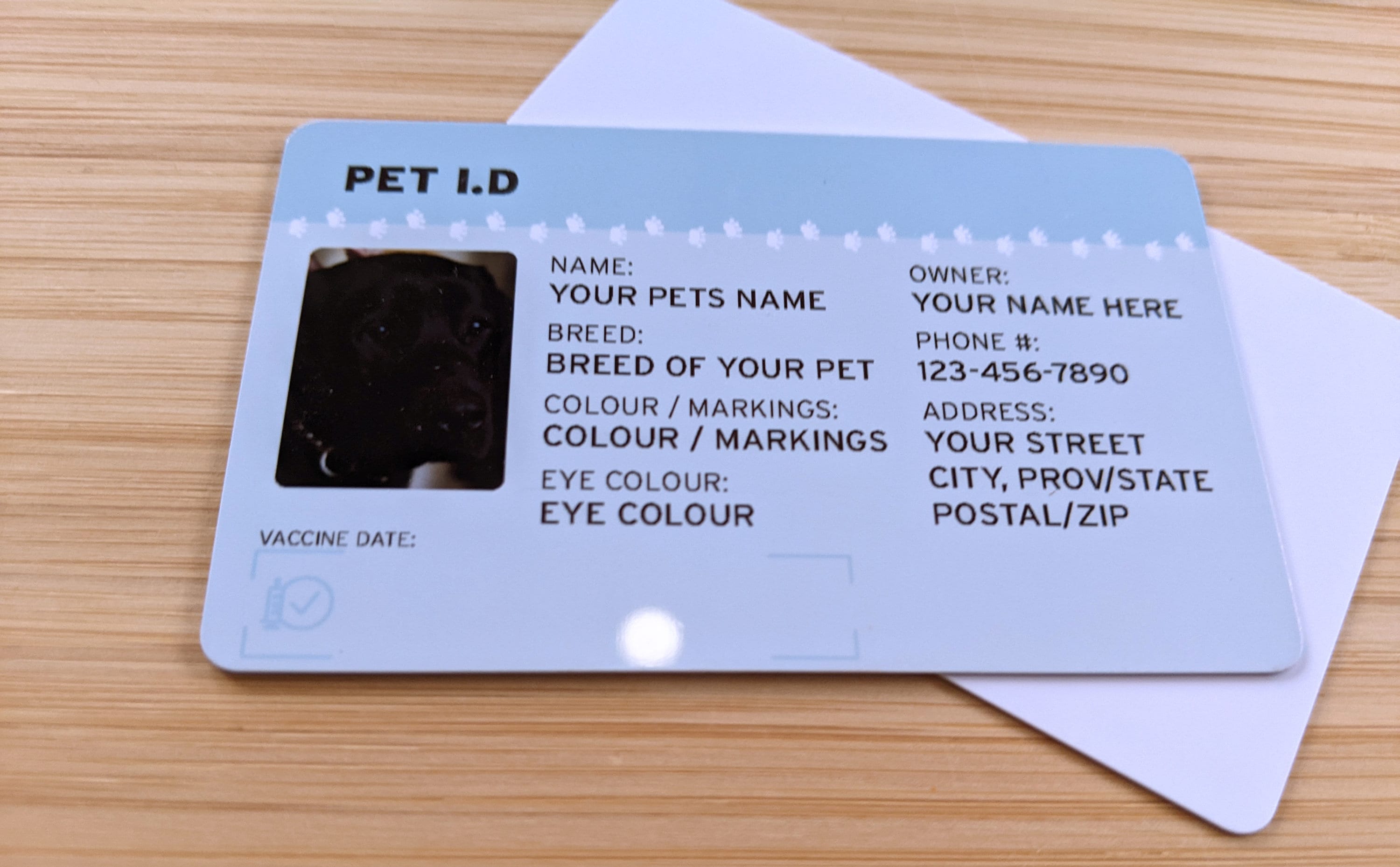 Custom Pet ID Card PVC Pet ID Two Types Available - Etsy