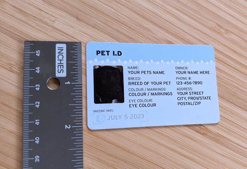 Custom Pet ID Card - PVC Pet ID - Two Types Available - Etsy