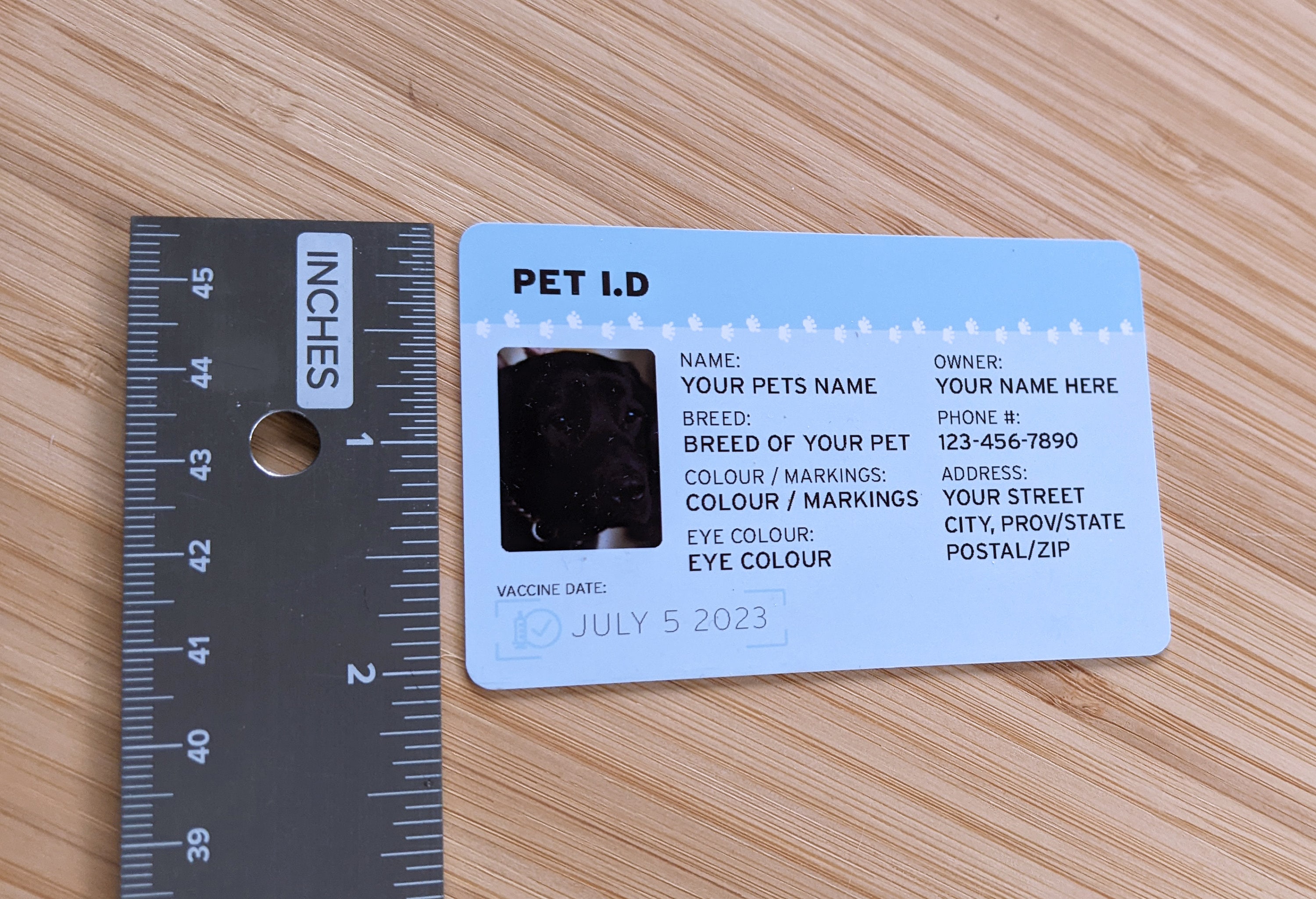 Custom Pet ID Card PVC Pet ID Two Types Available - Etsy