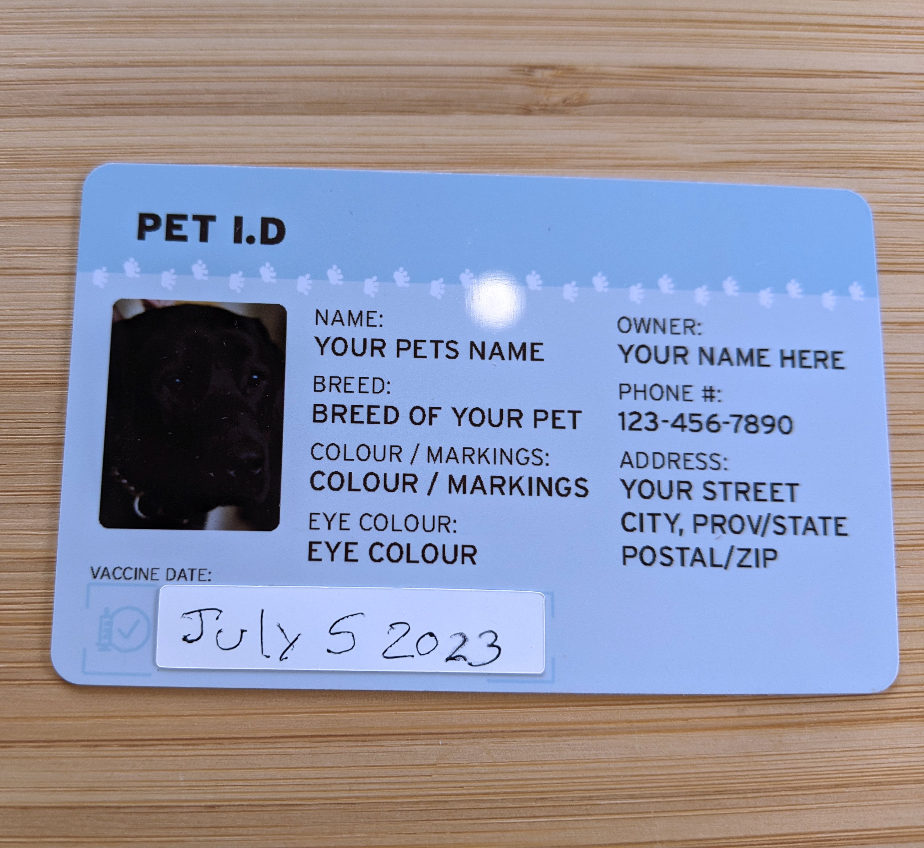 Custom Pet ID Card PVC Pet ID Two Types Available - Etsy