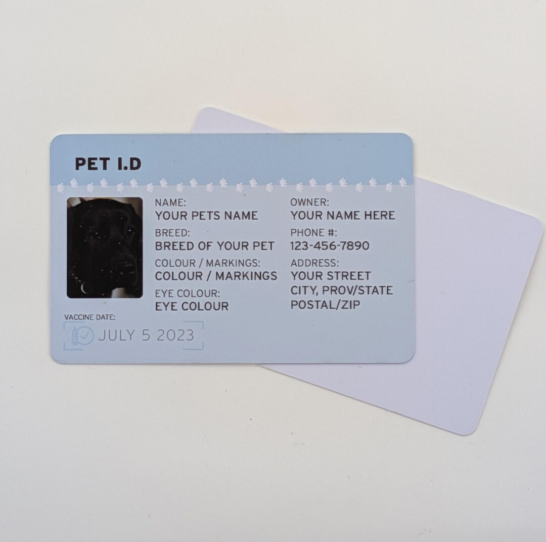 Custom Pet ID Card – Personalized PVC Pet Identification - Etsy