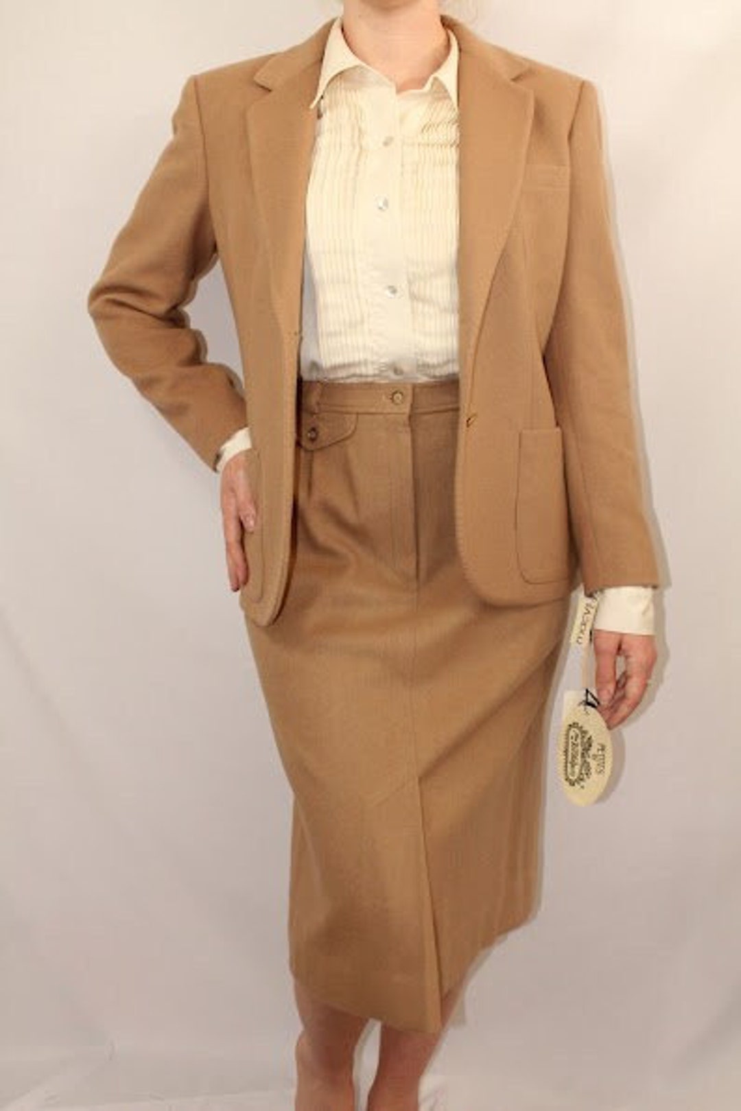 NEW WITH TAGS: 60's Vintage the Villager Gold Cashmere/wool Skirt Suit ...
