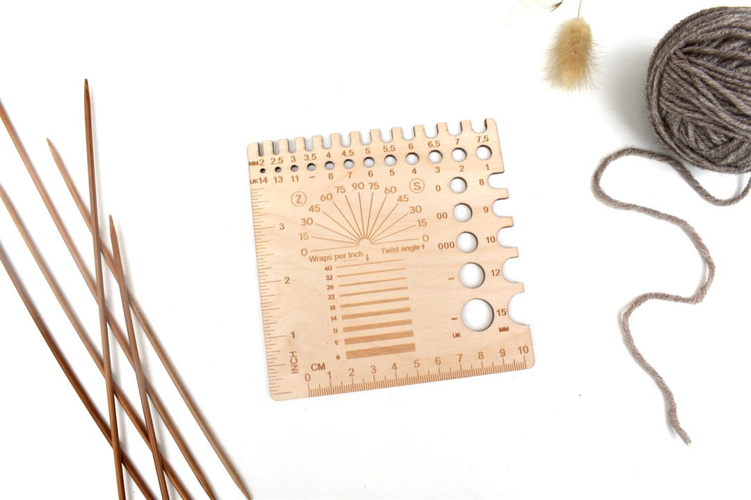 All in One Needle Gauge and Yarn/wool Spinning Tool, Knitting Gauge ...