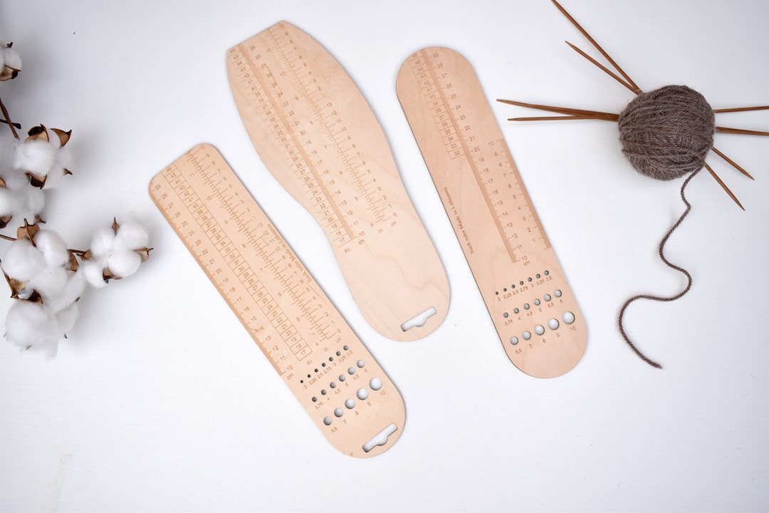 Wooden Sock Ruler, Needle Gauge, Knitting/crochet Tool, Foot Measuring ...