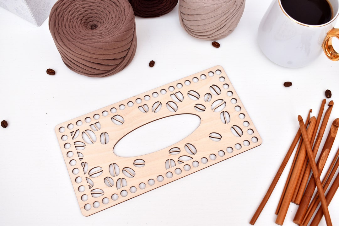 Coffee Bean Wooden Tissue Box Top: Crochet Basket DIY - 24x12.5cm - Etsy