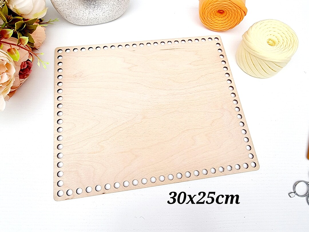 Wide Rectangle Wooden Base for Crochet Basket 30x25cm Large Wooden Base ...