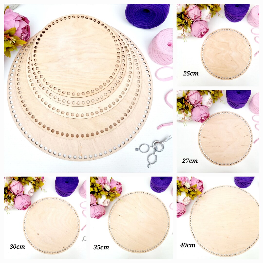 Large Circular Wooden Base for Crochet Basket - Etsy