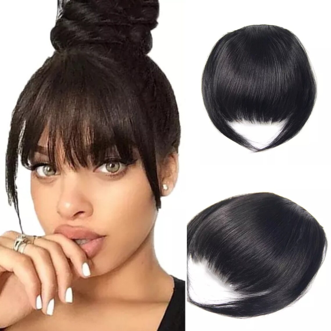 Clip in Bangs Instant Clip on Fringe Straight Human Hair - Etsy