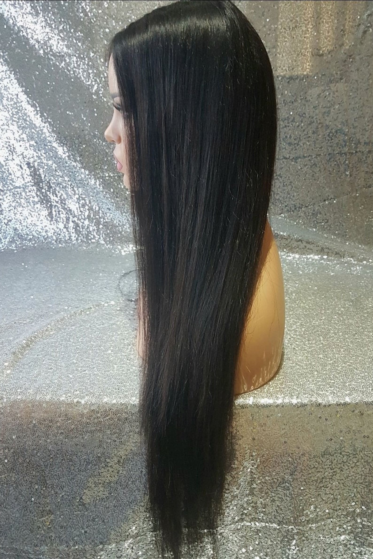 Custom Lace Front Wig Top Closure Wig Straight Silky Hair Ready to Wear ...