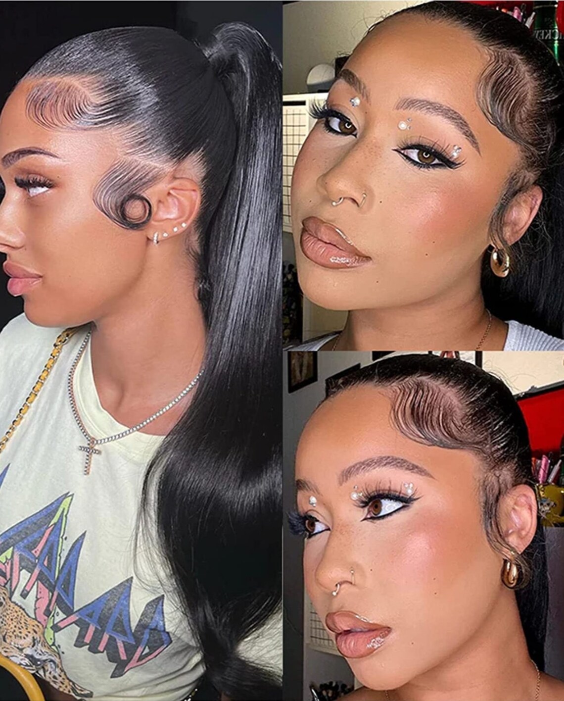 HD Lace Edges Baby Hair Strips Human Hair Reusable Invisible Lace ...