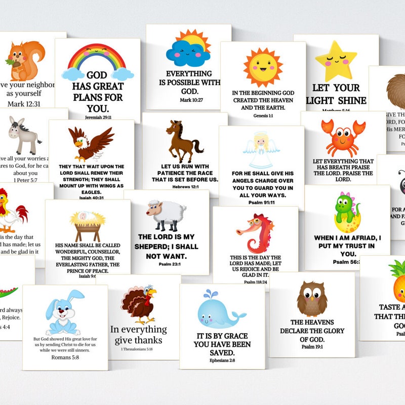 Free Printable Kids Bible Verses - Etsy UK