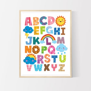 Children Alphabet, Weather Nursery Prints, Kids Room Wall Art, A B C ...