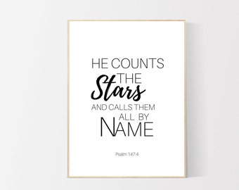 Psalm 147:4 He Counts the Stars and Calls Them All by Name - Etsy