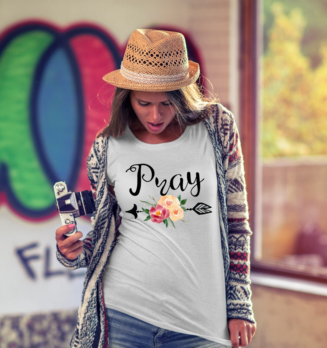 Pray T-shirt, Floral Arrow T Shirt, Christian Tees, Church Shirts - Etsy