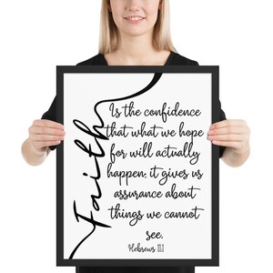 Faith Wall Decor, Christian Artwork, Hebrews 11 1, Bible Verse Poster ...