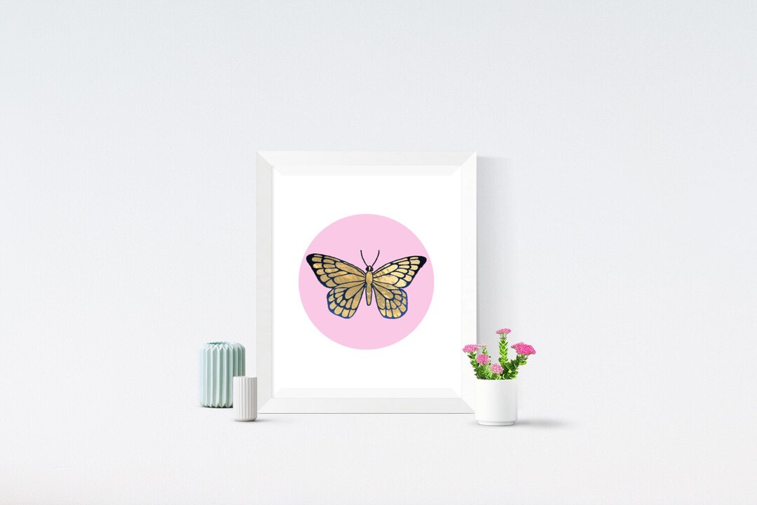 Butterfly Wall Decor, Butterfly Art Print, Gold Butterfly Print ...