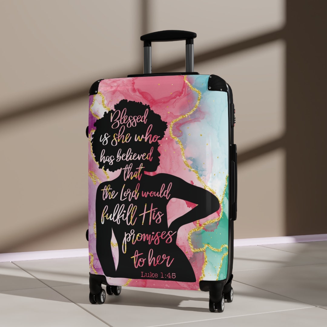 Christian Suitcase Luggage, Bible Verse Suitcase, Blessed is She ...