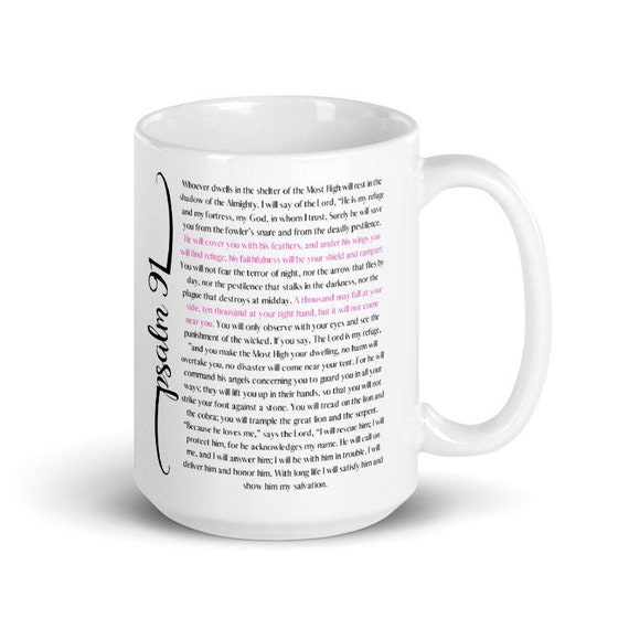 Christian Mug Bible Verse Mug Psalm 91 Religious Mug | Etsy