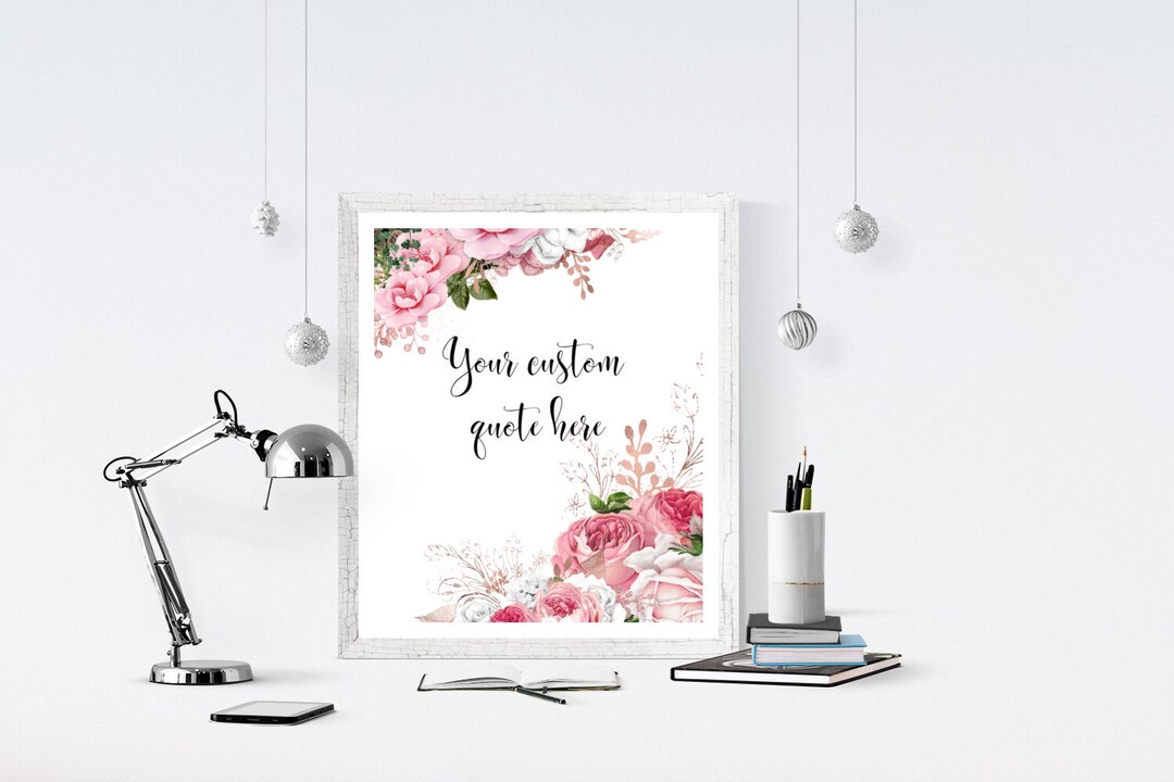 Custom Text Printables, Pink Floral Custom Printable, Personalized ...