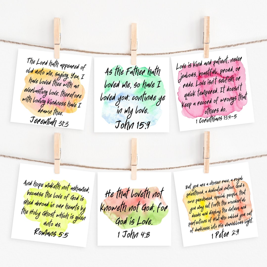 Scripture Cards, Watercolor Scripture Cards, Set of 12, Bible Verse ...