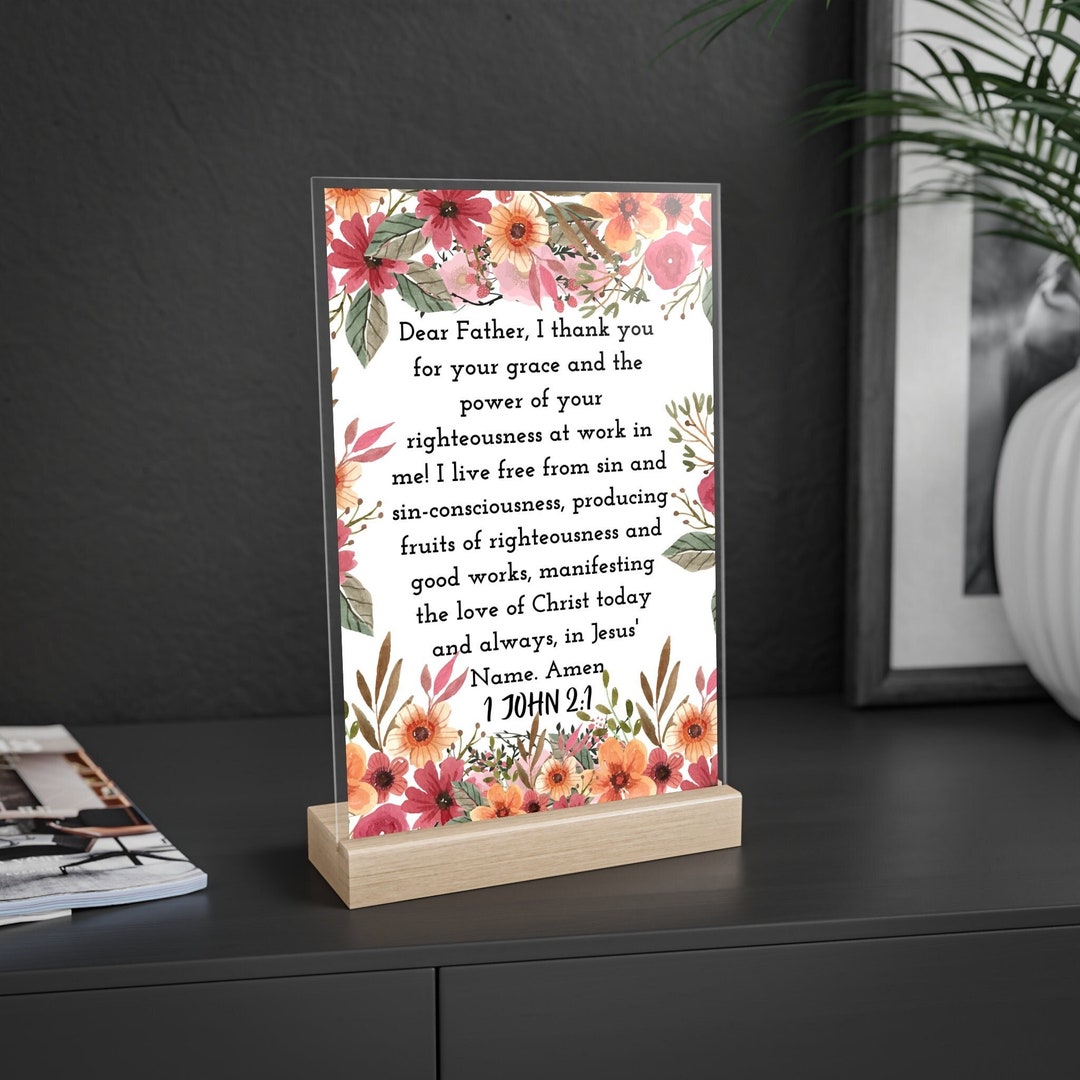 Acrylic Sign With Wooden Stand, Prayer Acrylic Sign, Desk Decoration ...