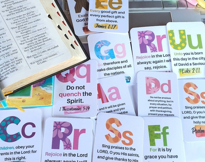 Bible Verse Cards for Children, A to Z Bible Kids Room Printable, Bible ...