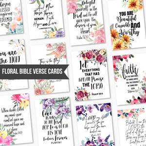 80 Printable Scripture Cards Bundle Floral Bible Verse Mini Note Cards ...
