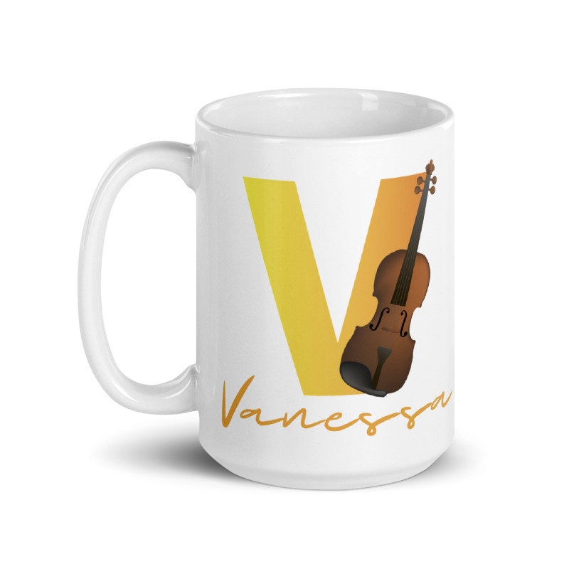 Violin Mug Initial Mug Violin Name Mug Music Coffee Mug - Etsy