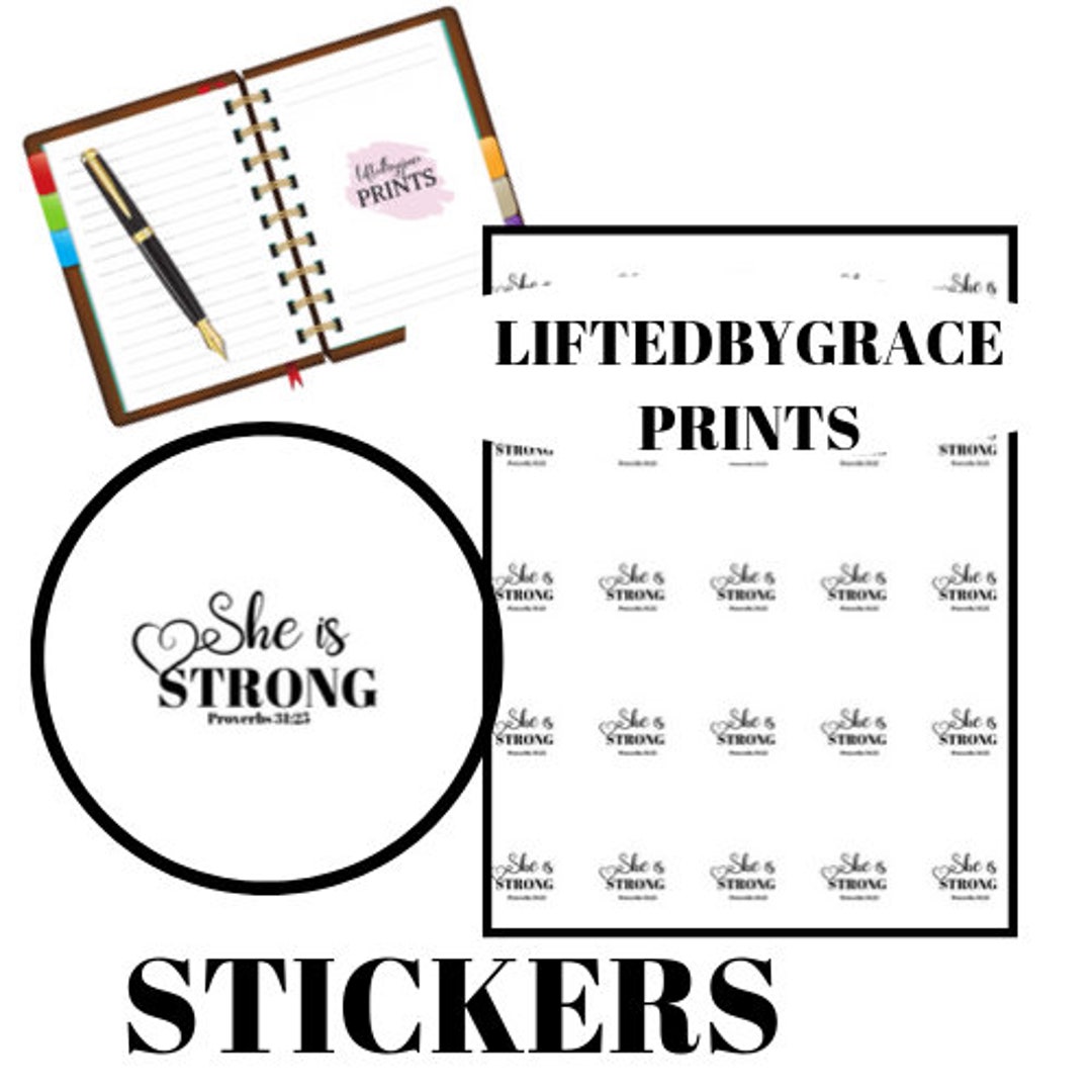 She is Strong Stickers, Proverbs 31 Stickers, Proverbs 31:25, Proverbs ...