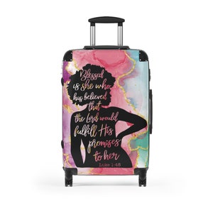 Christian Suitcase Luggage, Bible Verse Suitcase, Blessed is She ...